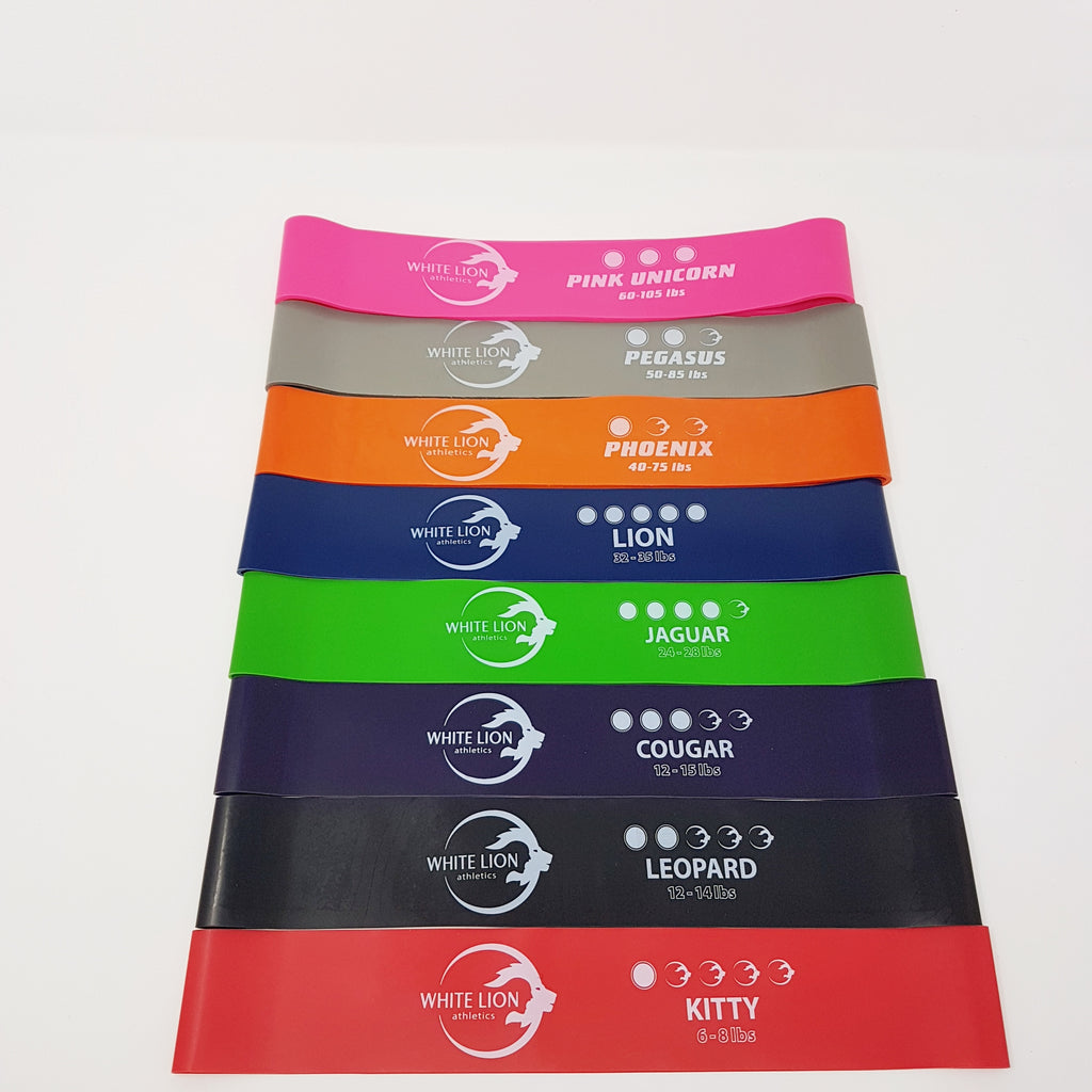 Mini Bands SINGLES |10" and 12" Resistance Bands | 6lbs-105lbs - White ...